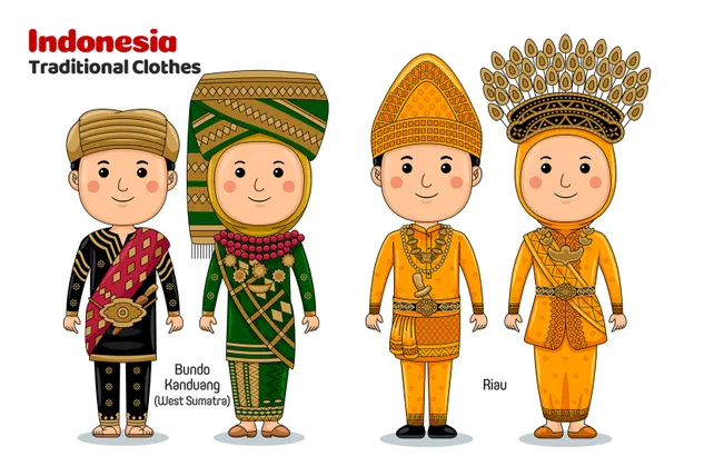 Indonesian Traditional Clothes Illustration Pack 14 Illustrations