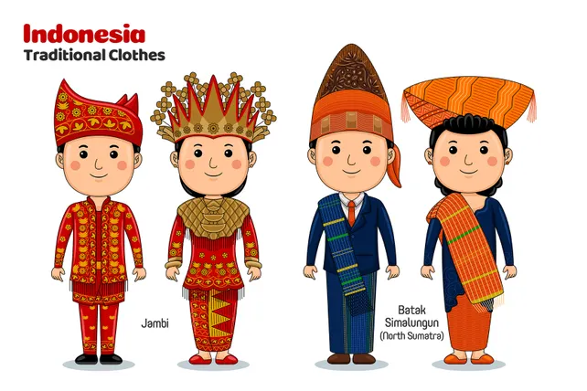 Indonesian Traditional Clothes Illustration Pack 14 Illustrations