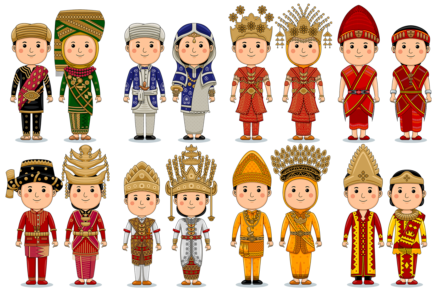 Indonesian Traditional Clothes Illustration Pack - 14 Free Download ...