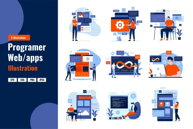 Premium Programmer Illustration pack from Design & Development ...