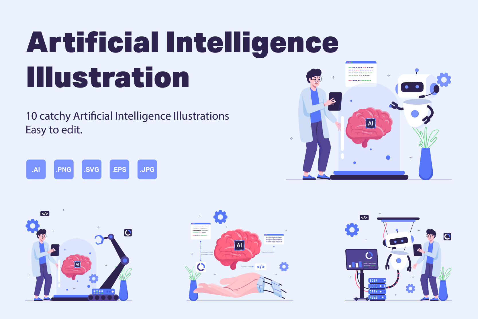 Premium Artificial Intelligence Illustration pack from Science ...