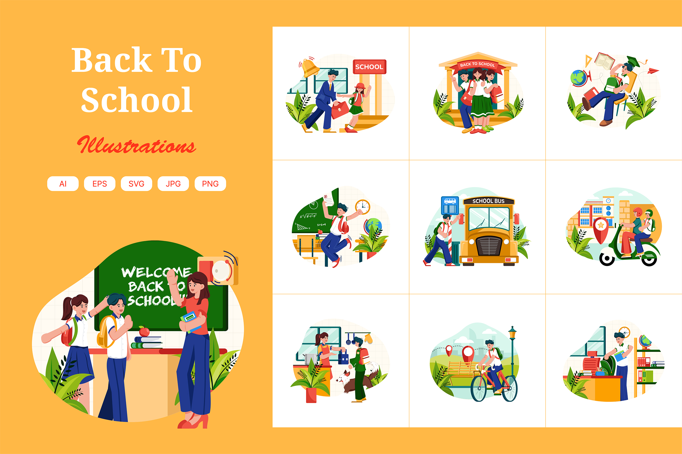 Premium Back To School Illustration pack from School & Education ...