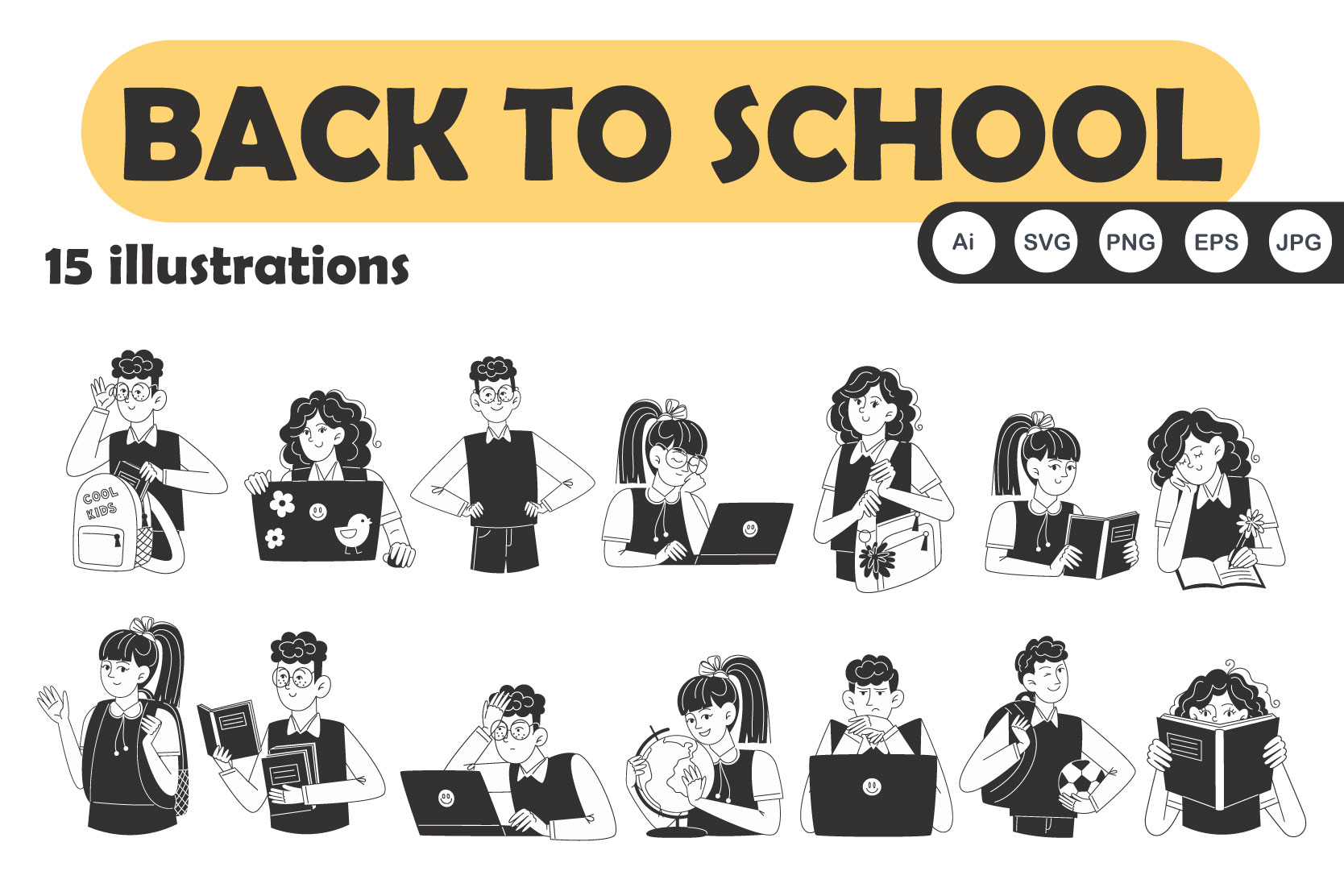 Back To School Illustration Pack - 15 Free Download School & Education ...
