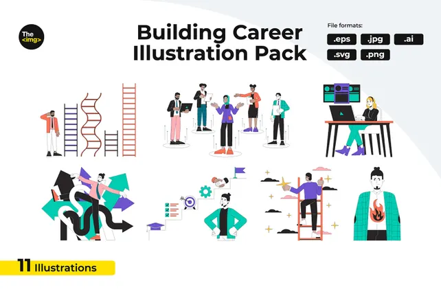 Premium Building Career Illustration pack from People Illustrations