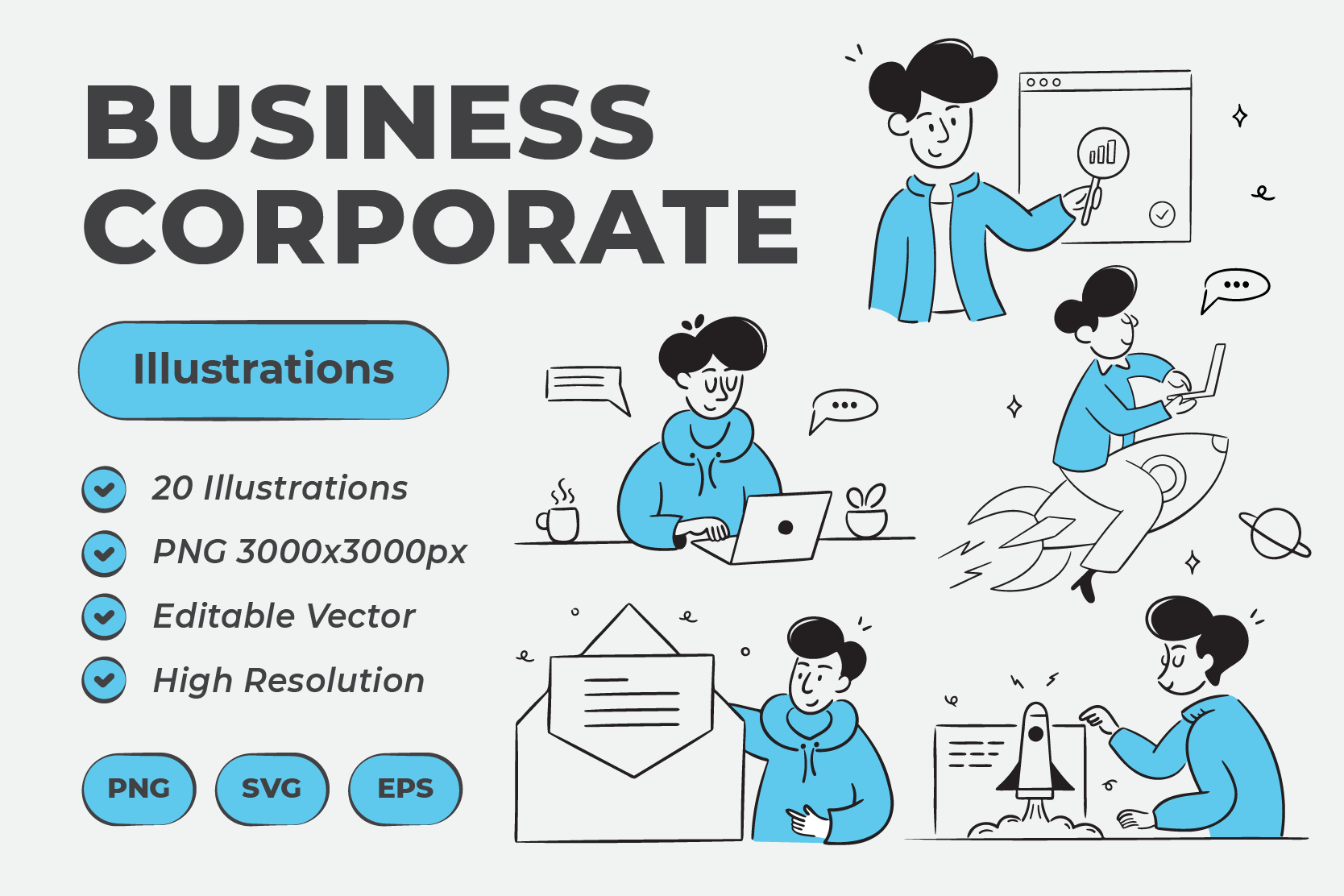 Business Corporate Illustration Pack - 20 Business Illustrations | SVG ...