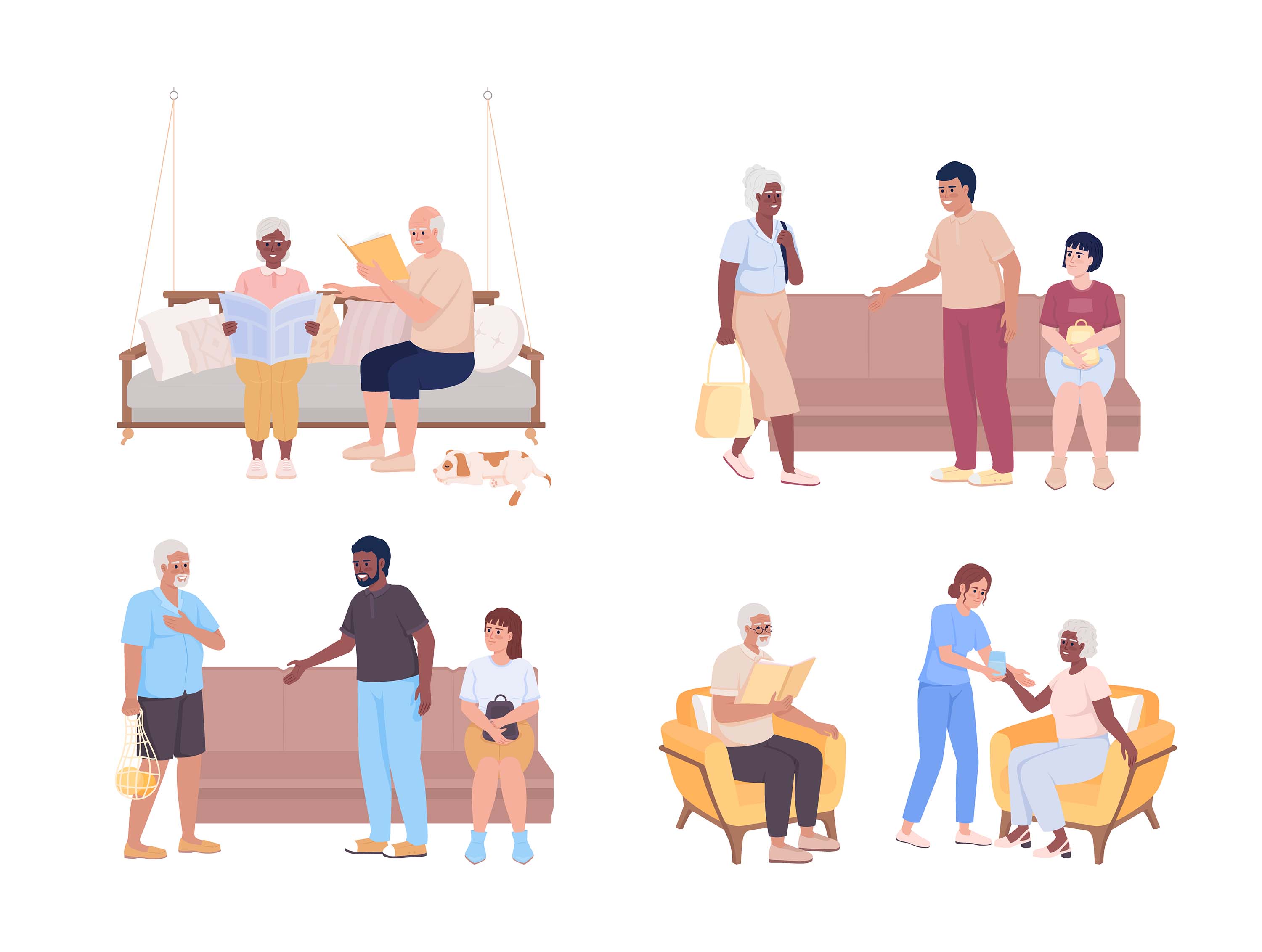 Premium Caring For Older Adults Illustration Pack From People Illustrations