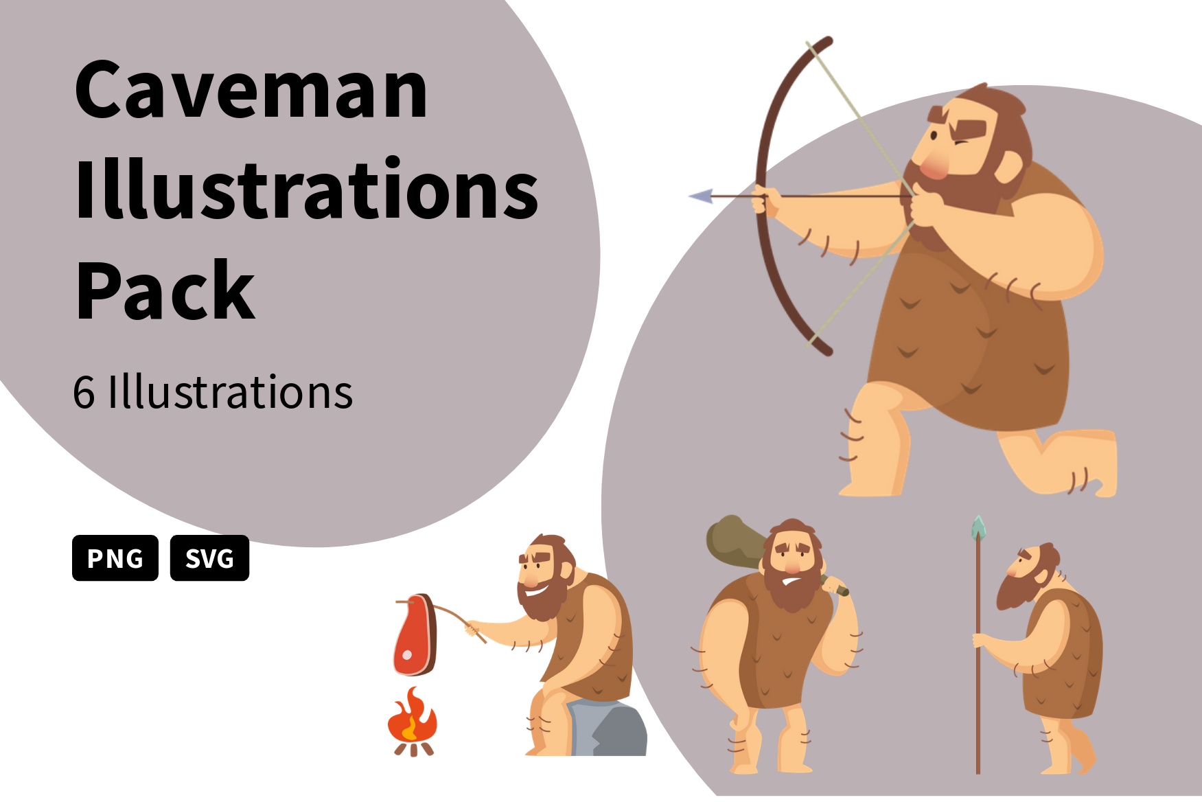 Premium Caveman Illustration pack from Culture & Religion Illustrations