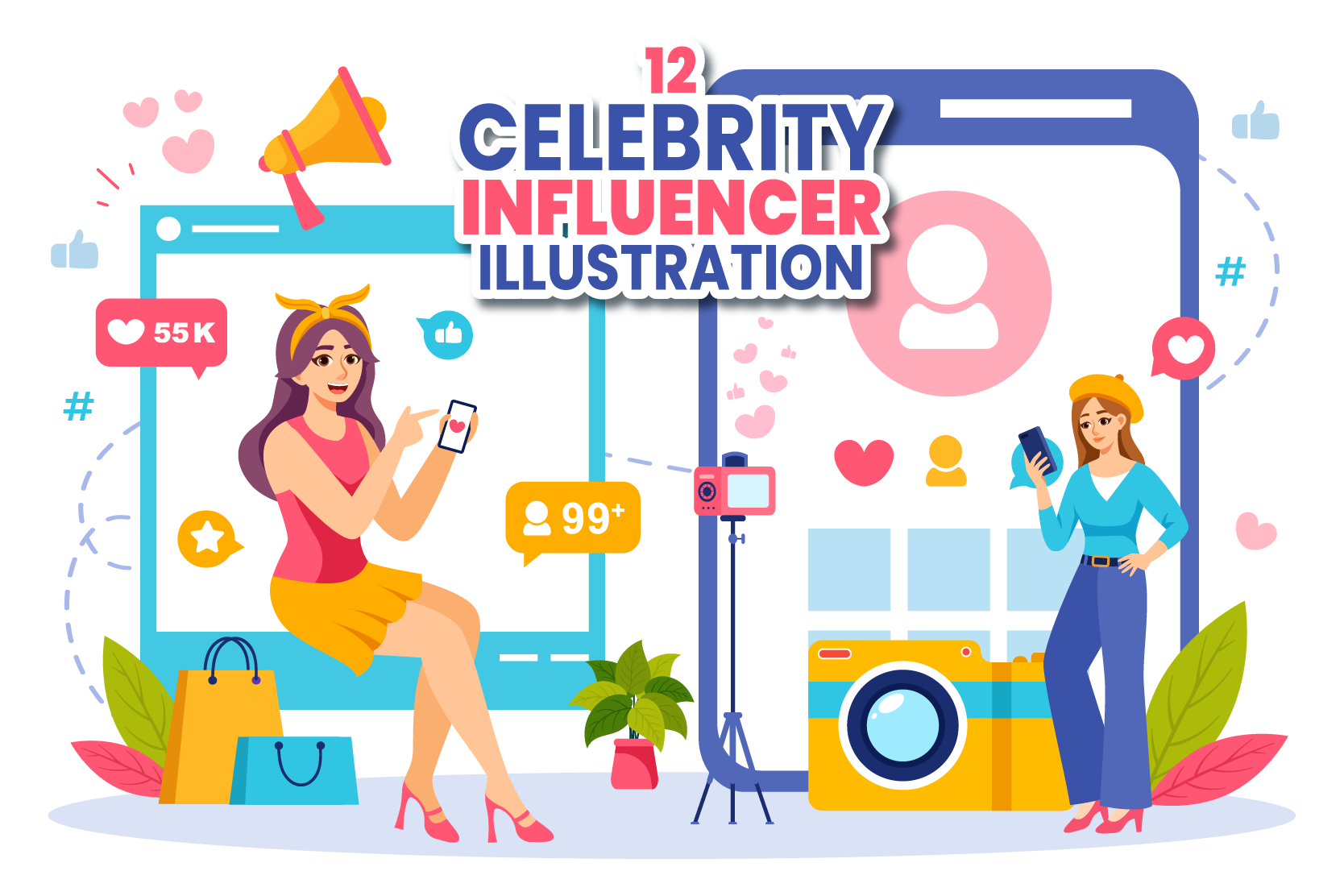 Celebrity Influencer Illustration Pack 12 People Illustrations Svg