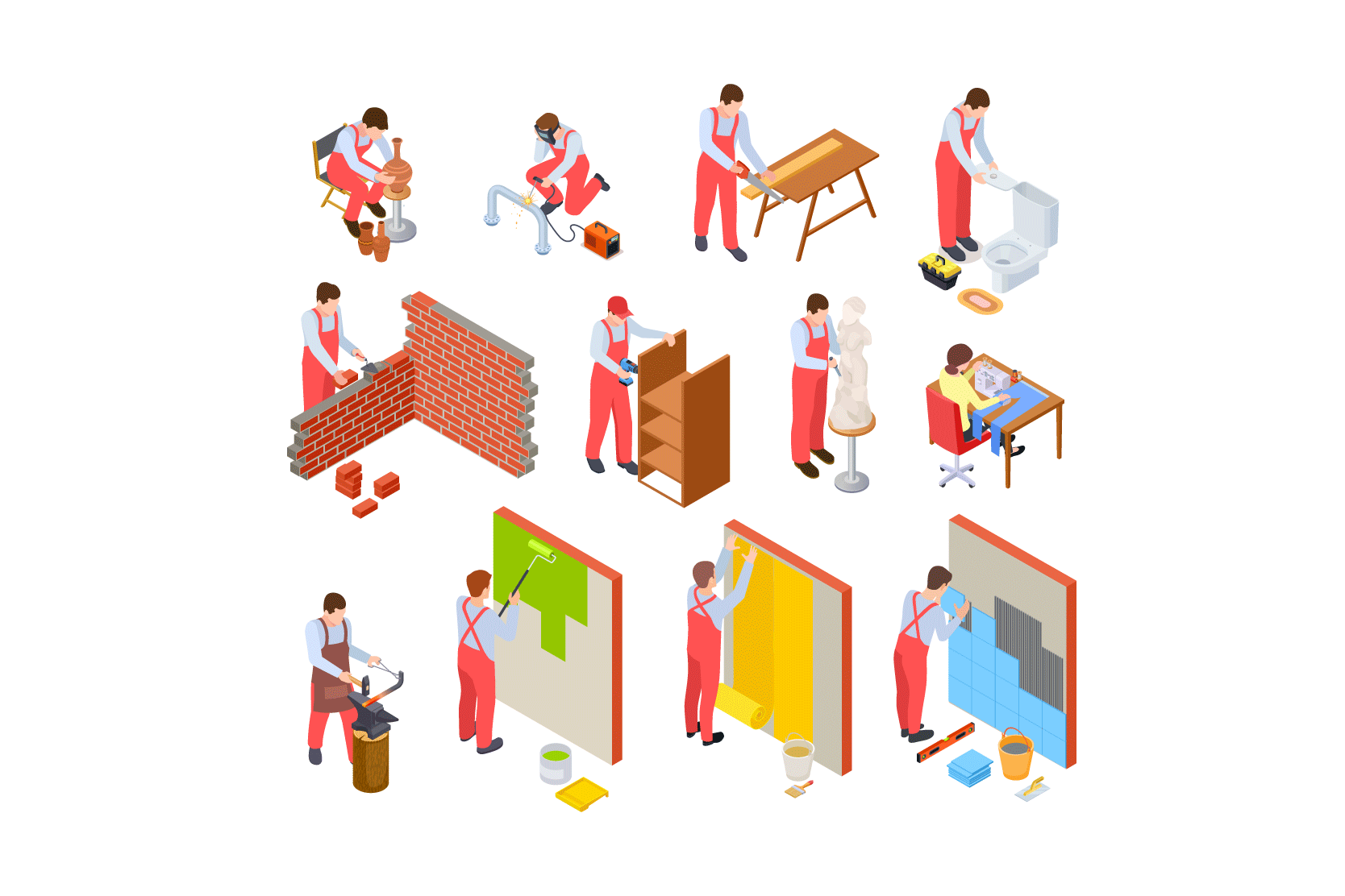 Craftsman Illustration Pack 12 People Illustrations Svg Png Eps