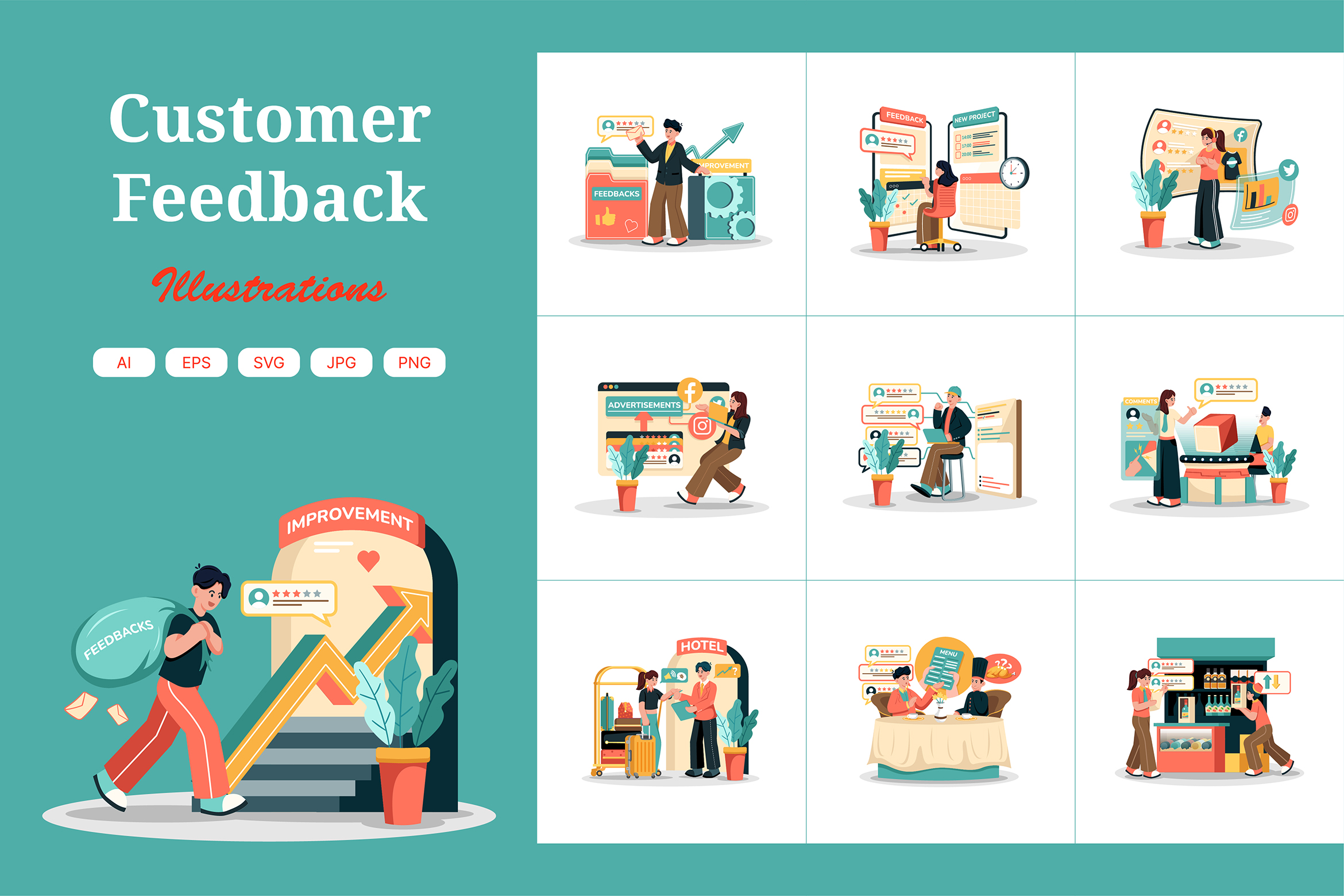 Customer Feedback Illustration Pack - 20 Free Download Business ...
