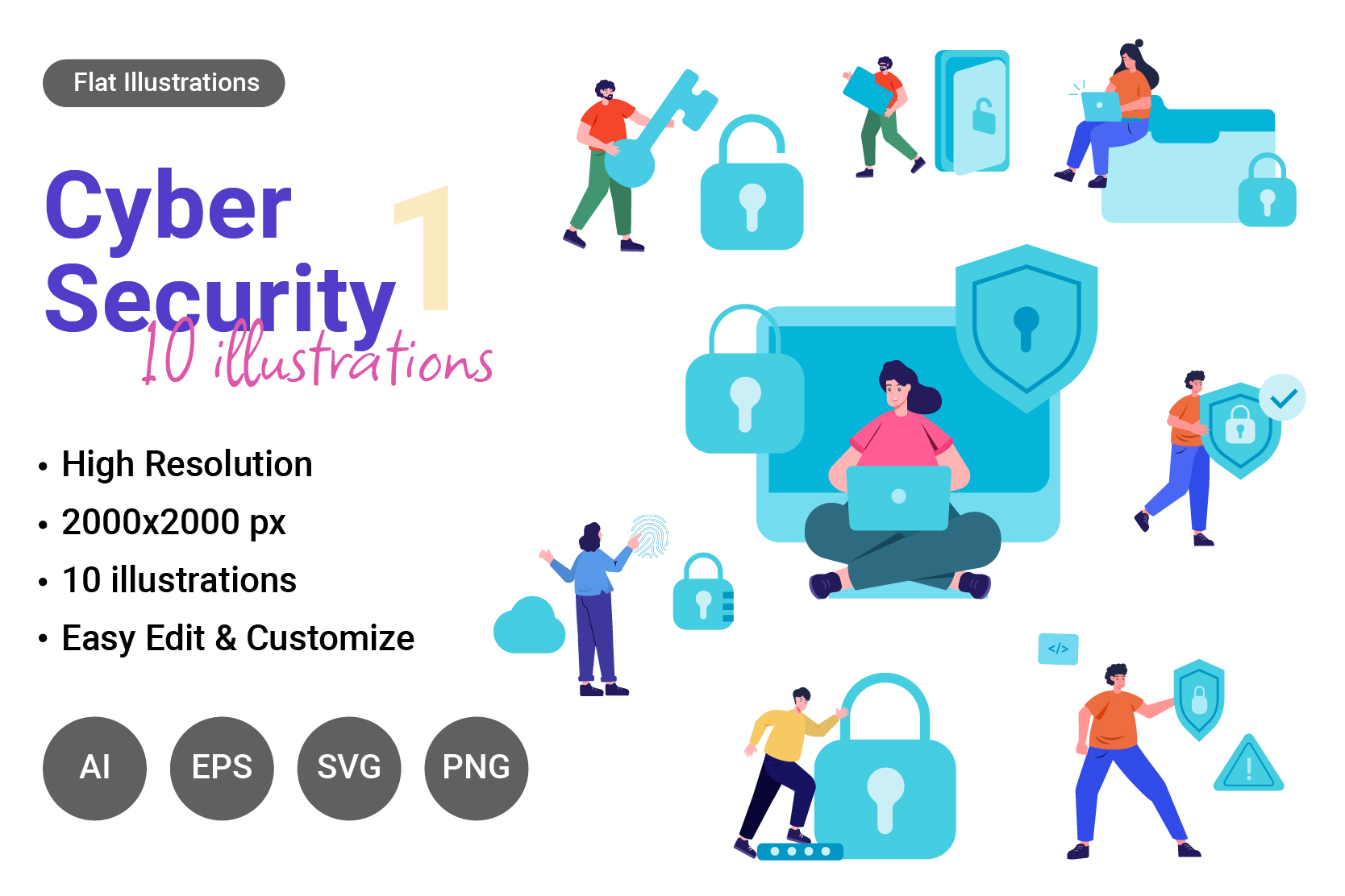 Cyber Security Part 1 Illustration Pack 10 Crime And Security Illustrations Svg Png Eps
