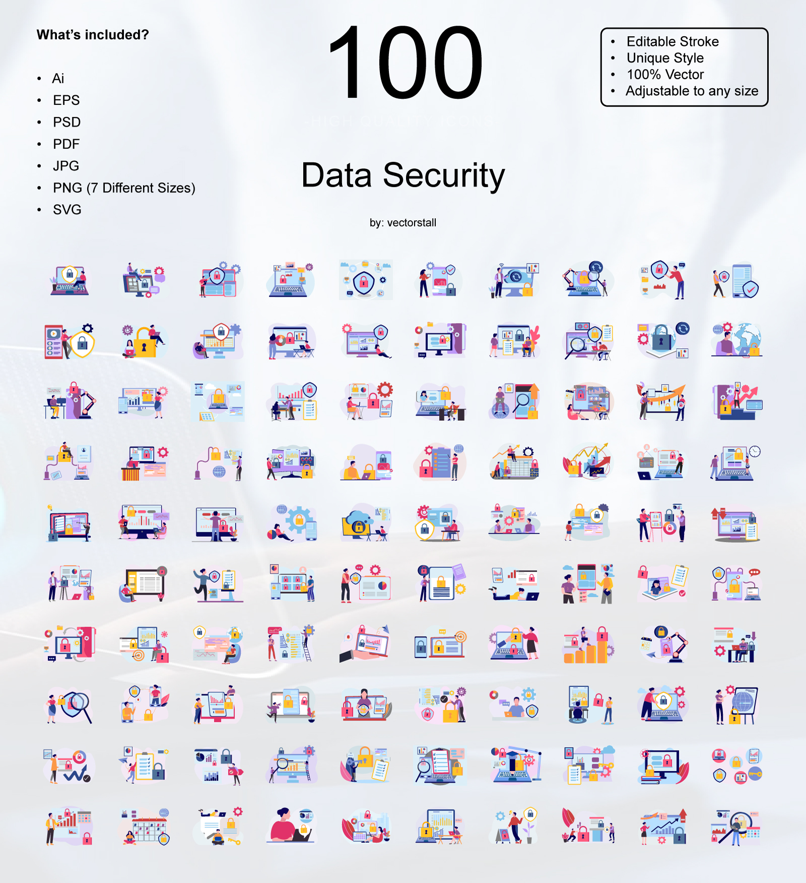 Premium Data Security Illustration pack from Crime & Security Illustrations Premium Data Security Illustration pack from Crime & Security Illustrations