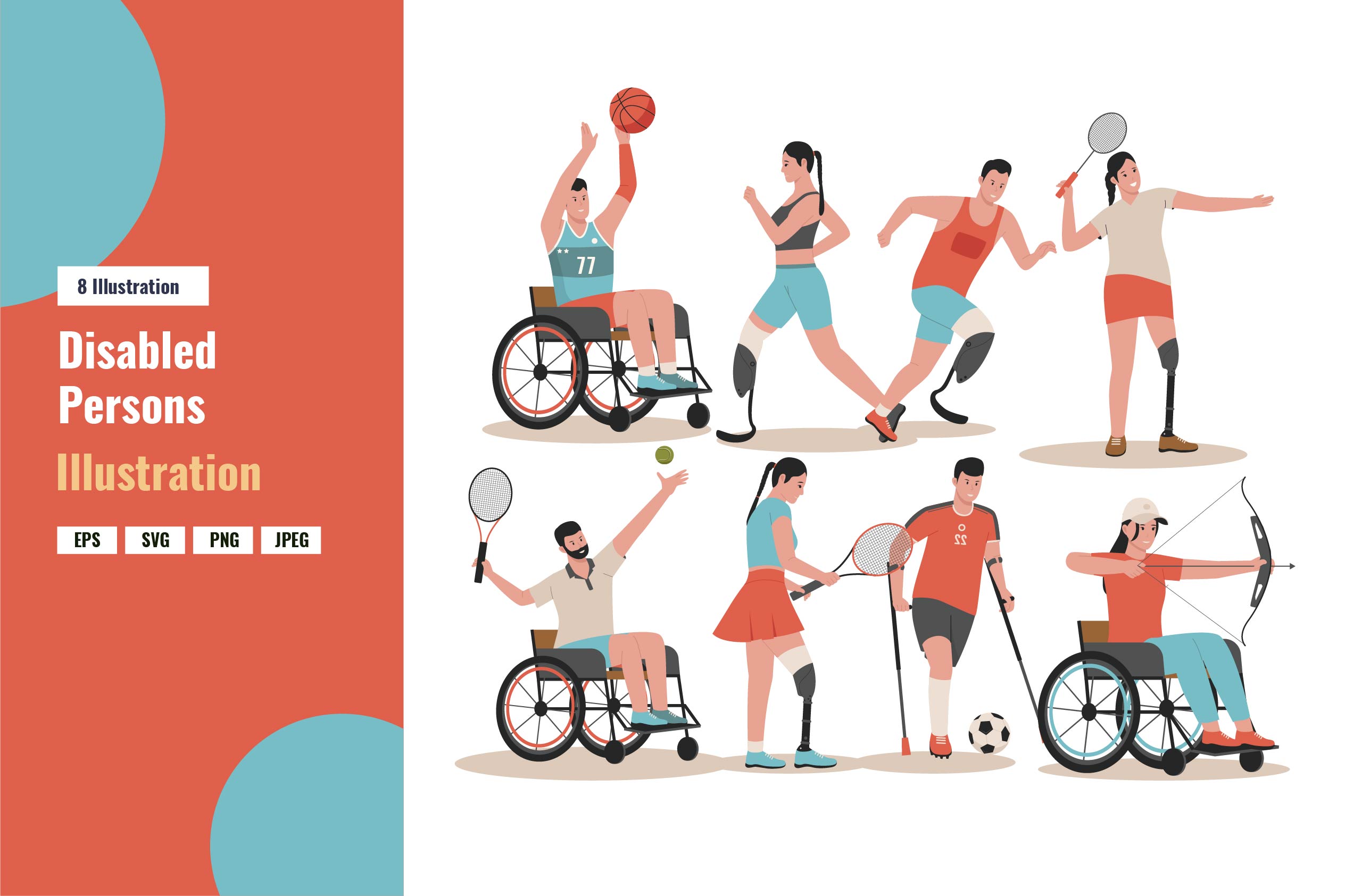 Disabilities Athlete People Illustration Pack - 8 Free Download Sports ...