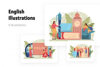 Premium English Illustration pack from School & Education Illustrations