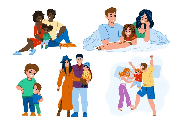 Premium Happy Family Dad Mom Son Daughter Illustration pack from People ... Premium Happy Family Dad Mom Son Daughter Illustration pack from People ...