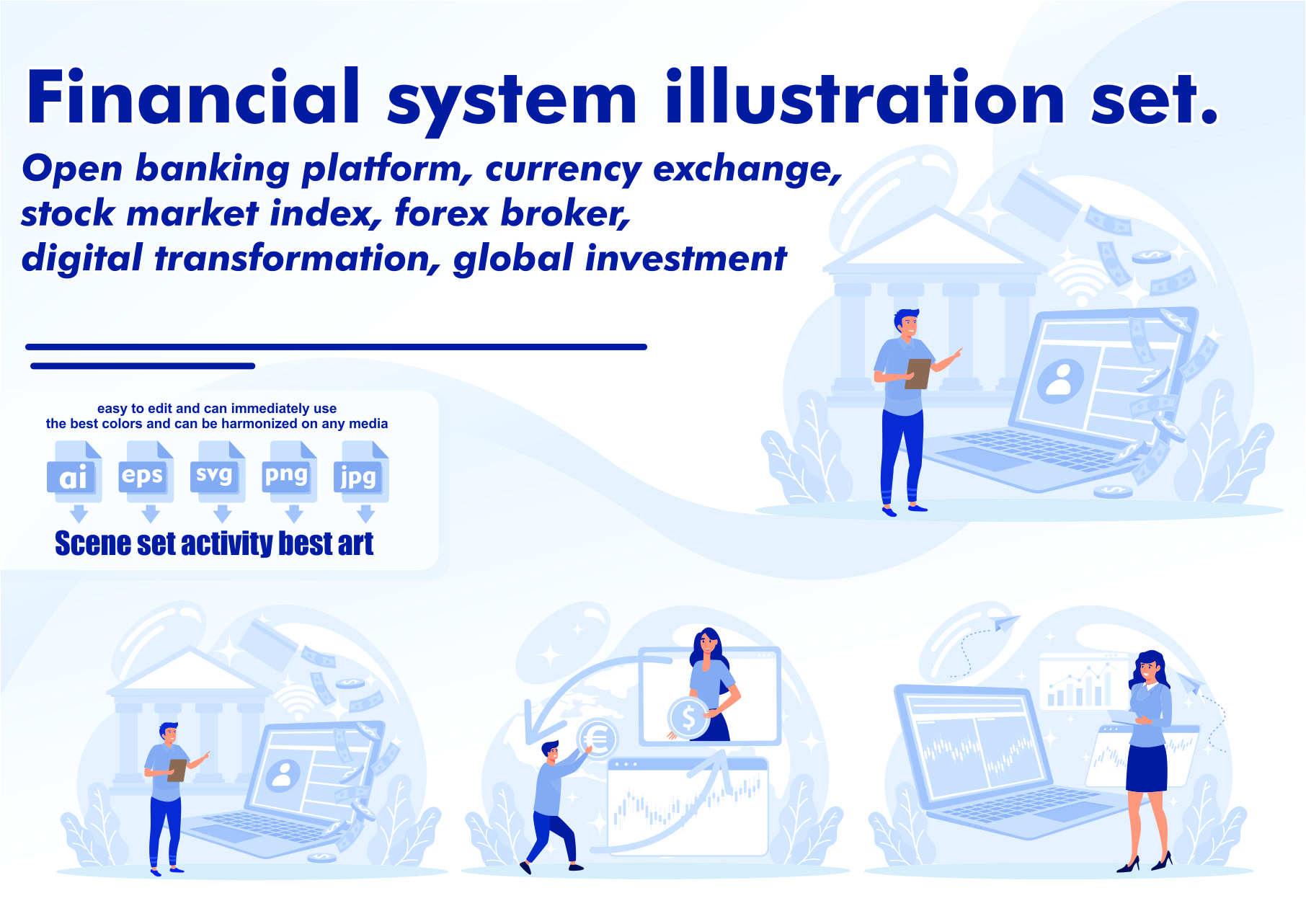 Financial System Illustration Pack - 3 Business Illustrations | SVG ...