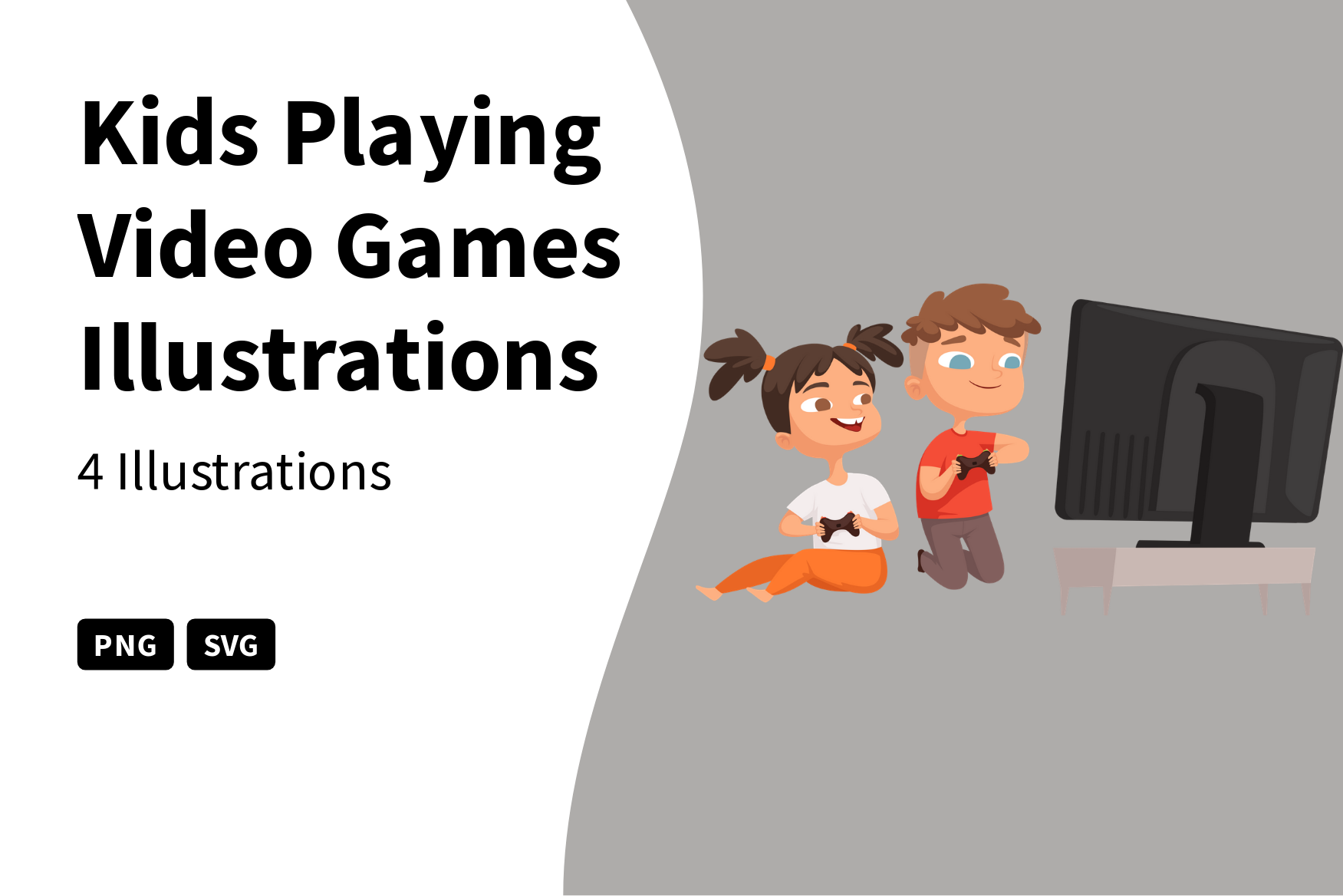 Kids Playing Video Games Illustration Pack - 4 People Illustrations ... Kids Playing Video Games Illustration Pack - 4 People Illustrations ...