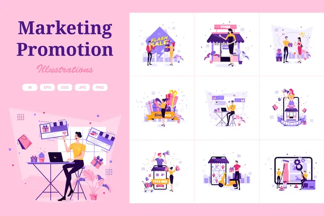 Premium Marketing Promotion Illustration pack from E-commerce ...