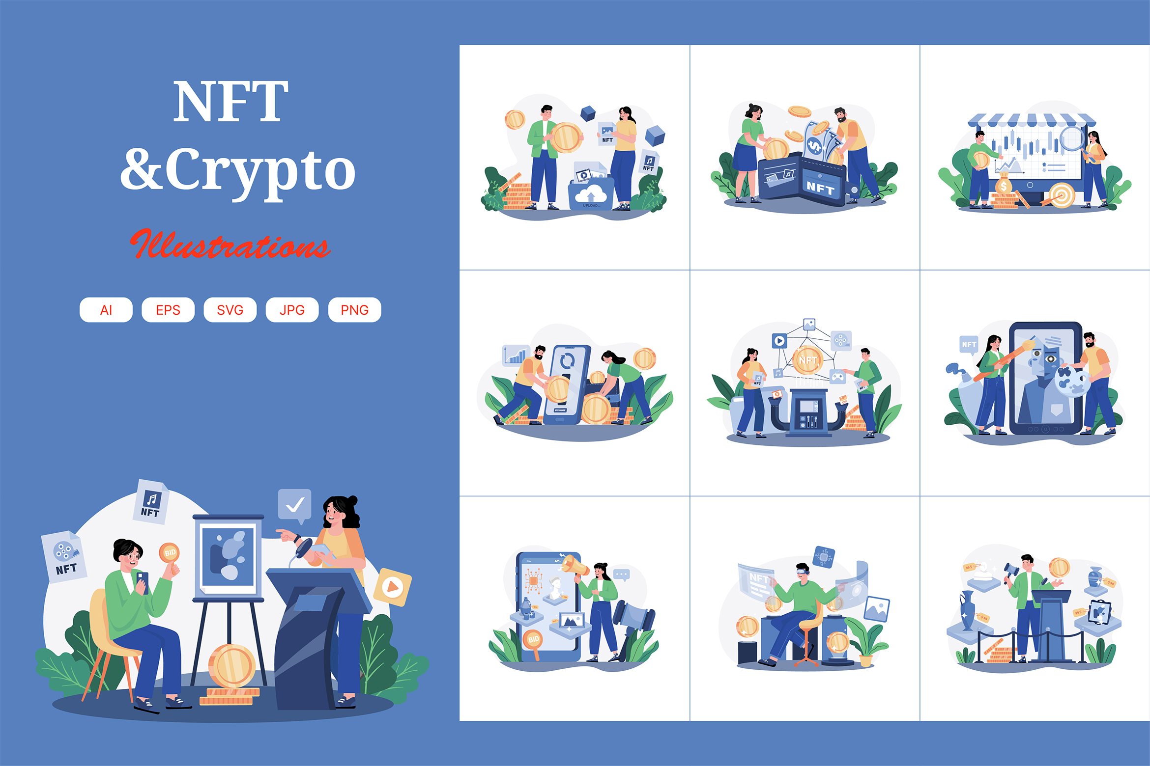 Premium NFT & Crypto Illustration pack from Science & Technology Illustrations