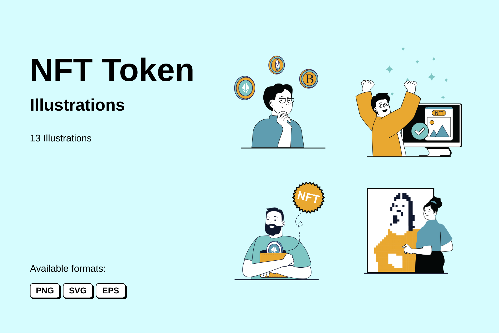 Premium NFT Token Illustration pack from Network & Communication Illustrations