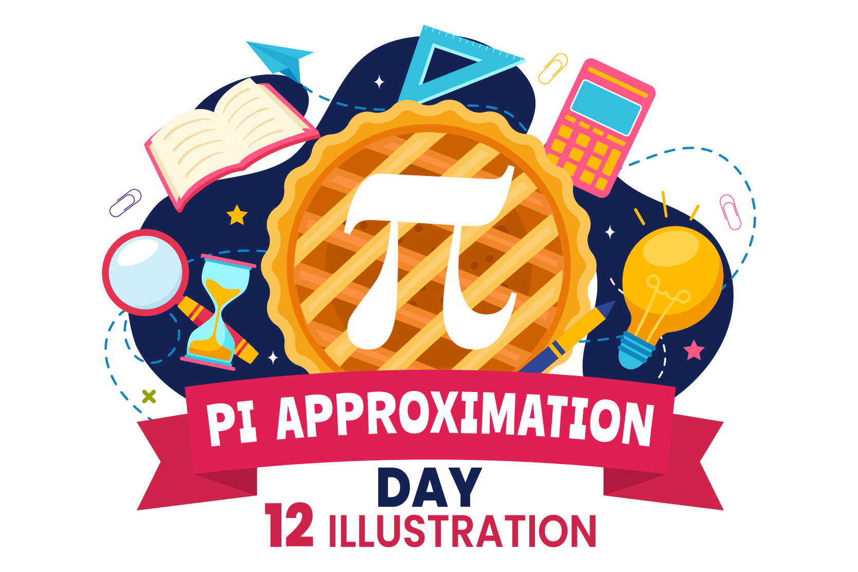 Pi Approximation Day Illustration Pack - 12 School & Education Illustrations | SVG, PNG, or EPS ...