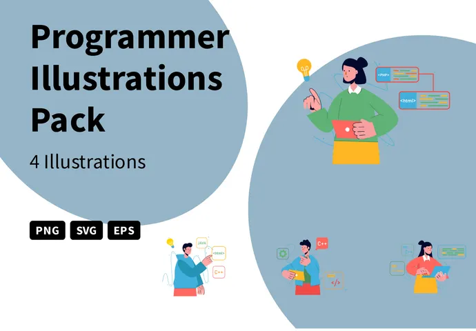 Programmer Illustration Pack - 4 Design & Development Illustrations ...