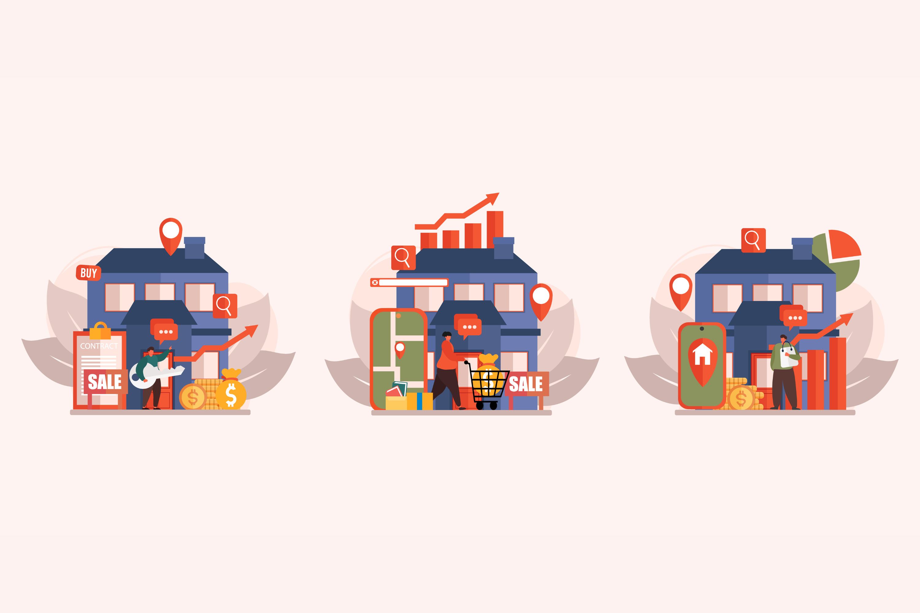 Premium Real Estate Illustration pack from Buildings Illustrations Premium Real Estate Illustration pack from Buildings Illustrations