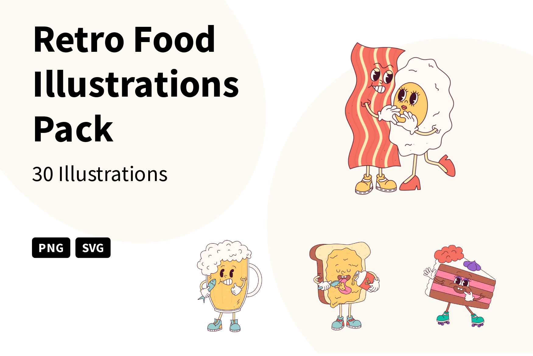 Retro Food Illustration Pack - 30 Free Download Food & Drink Illustrations | IconScout