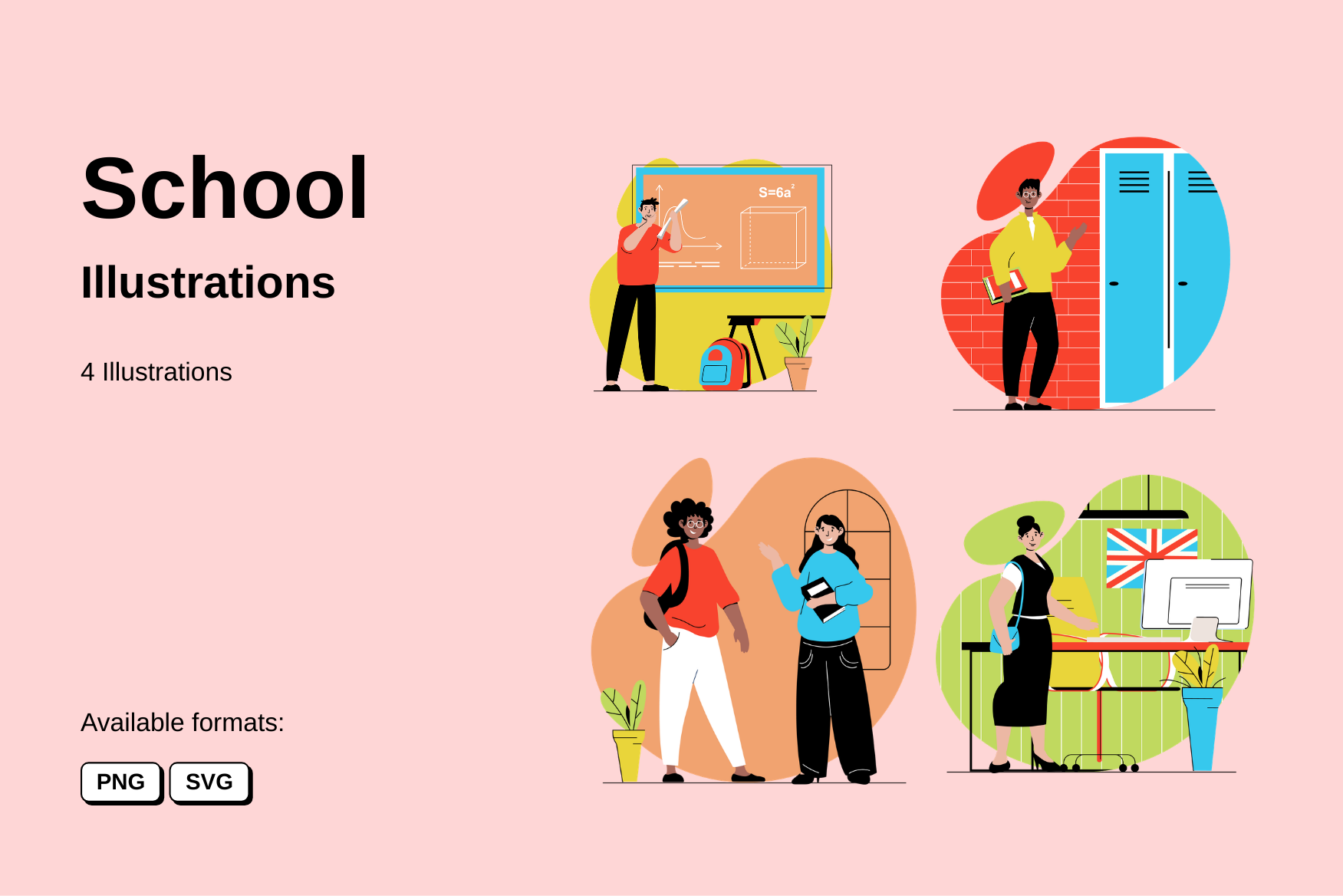 School Illustration Pack - 4 Free Download School & Education ...