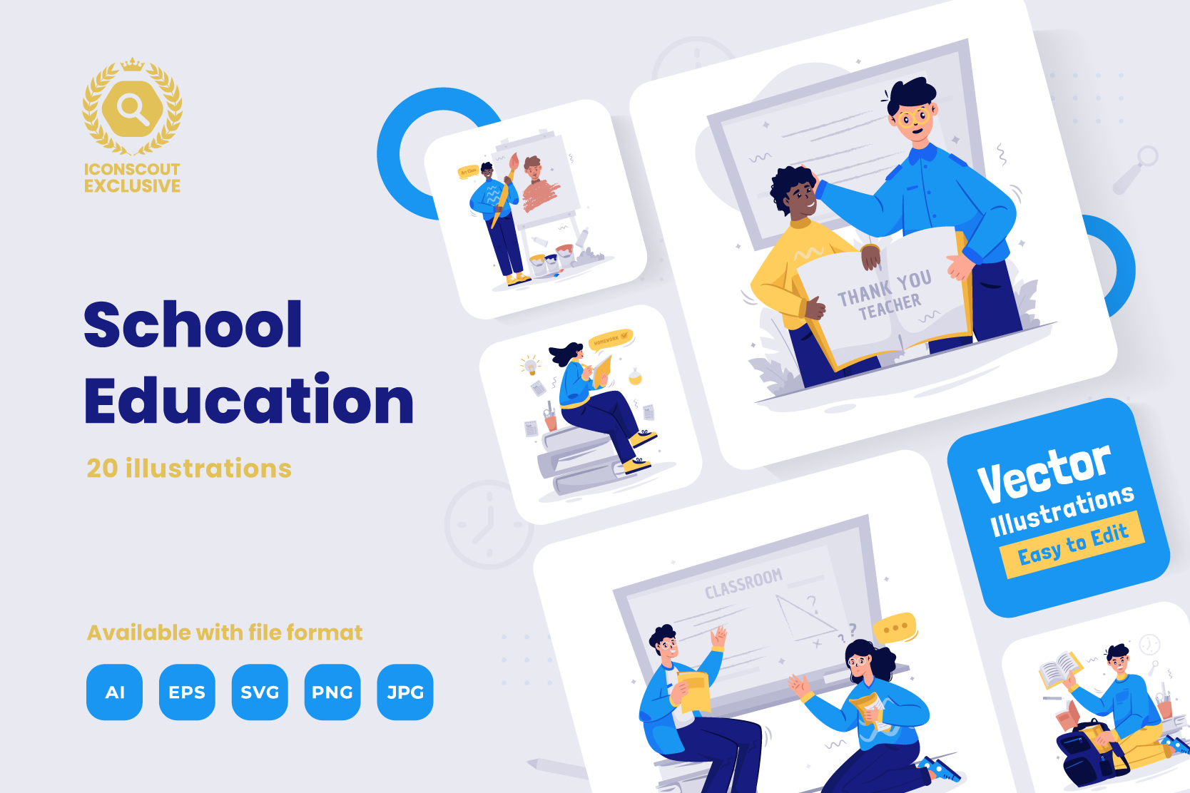 School Education Illustration Pack - 20 Free Download School ...