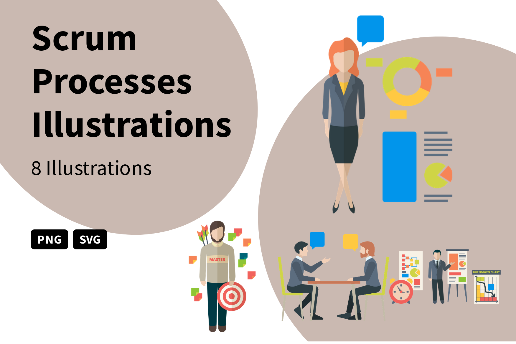 Premium Scrum Processes Illustration pack from Business Illustrations