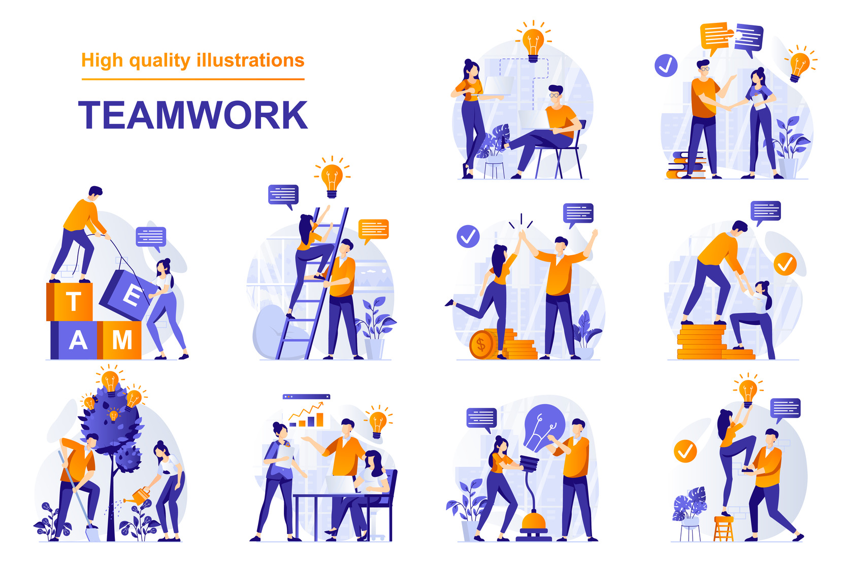 Premium Teamwork Illustration pack from Business Illustrations Premium Teamwork Illustration pack from Business Illustrations