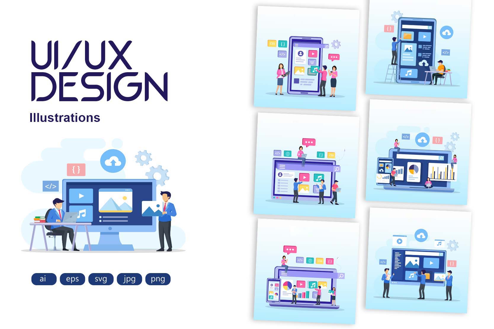 UI UX Design Illustration Pack - 8 Free Download Science & Technology ...