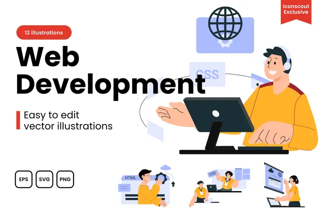 Premium Web Development Illustration pack from People Illustrations
