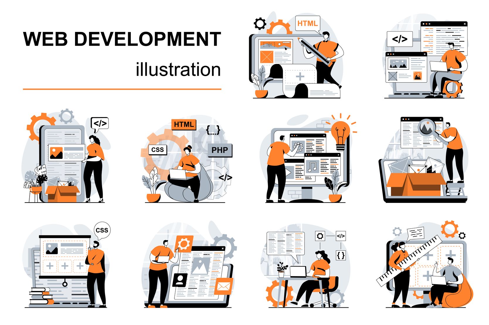 Web Development Illustration Pack - 10 Free Download Design ...