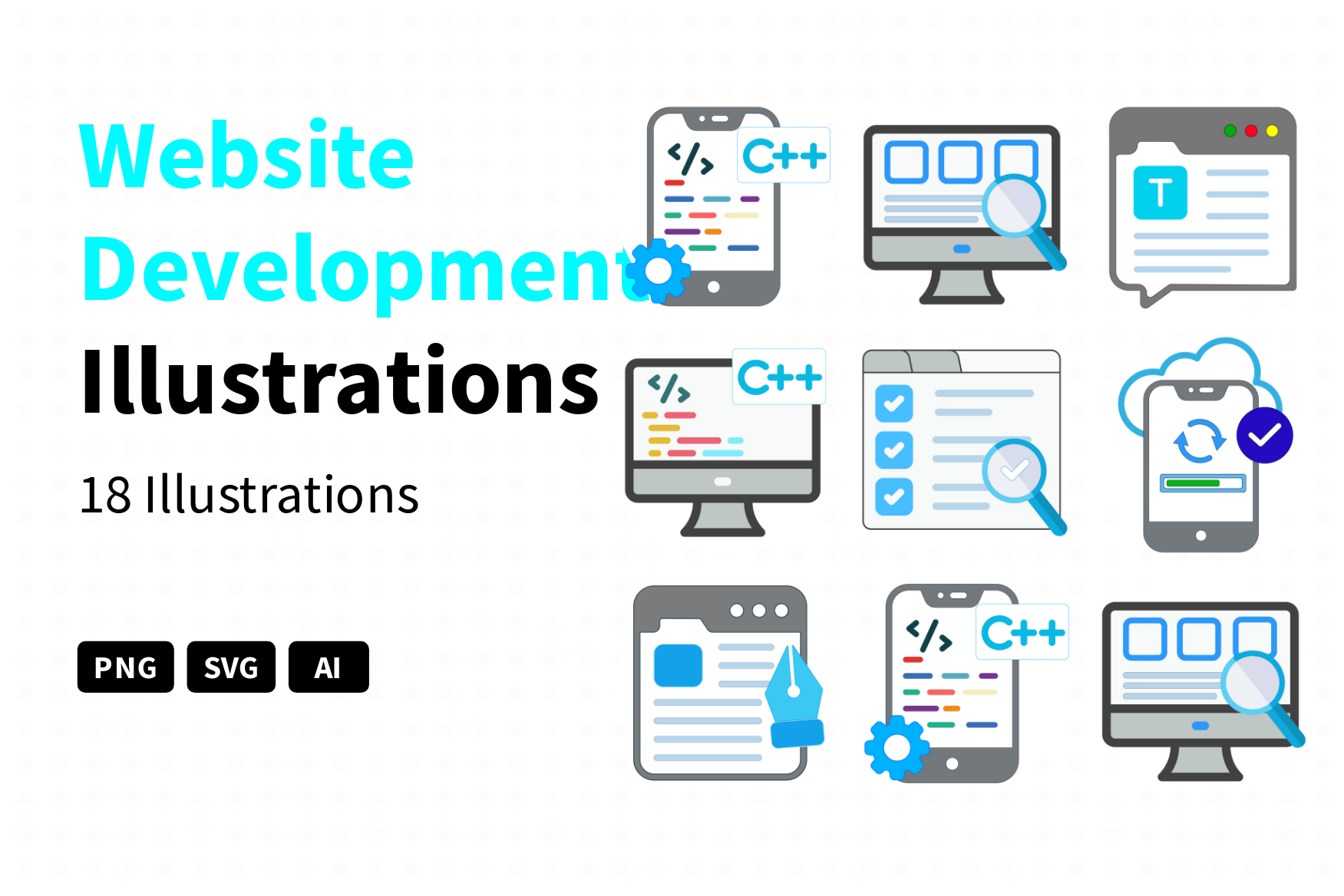 Website Development Illustration Pack - 18 Free Download Design ...