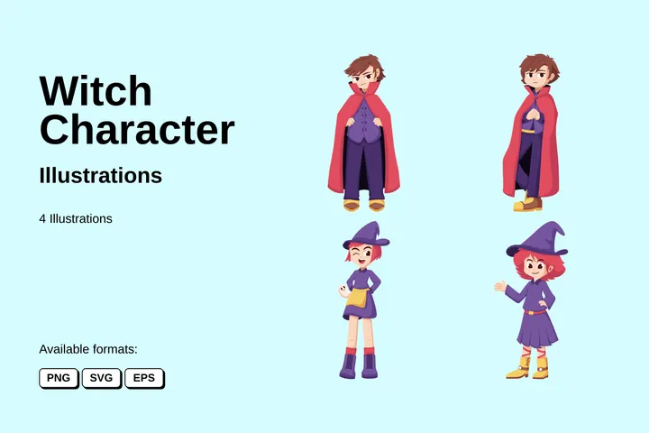 Premium Witch Character Illustration Pack From Festival And Days