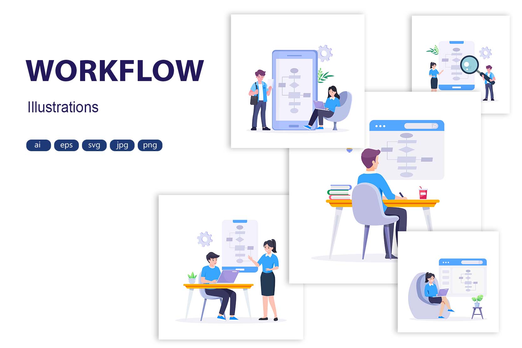 Workflow Diagram Illustration Pack 6 Free Download Business