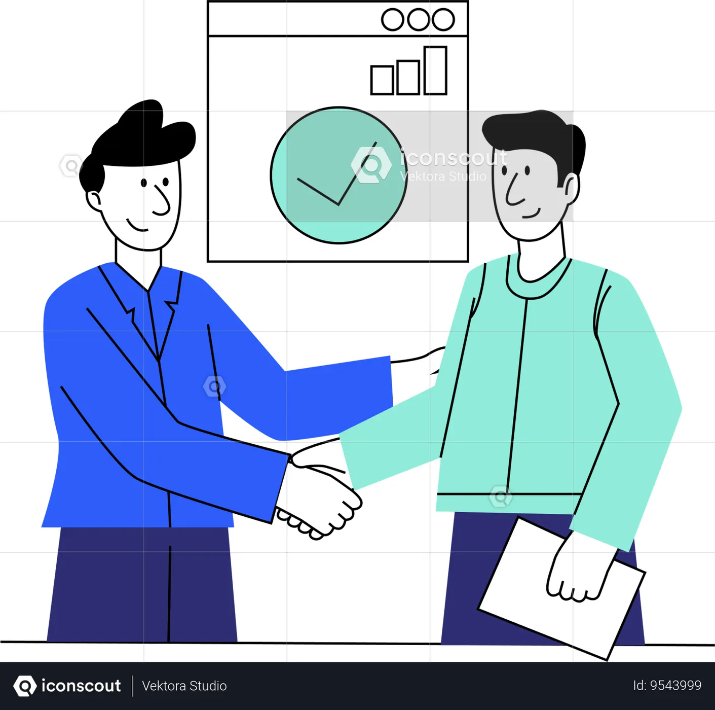 A Formal Business Handshake Between Two Male Professionals In Front Of