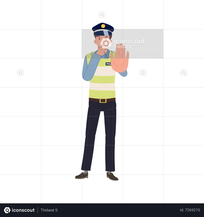 Best A traffic police blowing whistle and gesturing stop Illustration ... Best A traffic police blowing whistle and gesturing stop Illustration ...