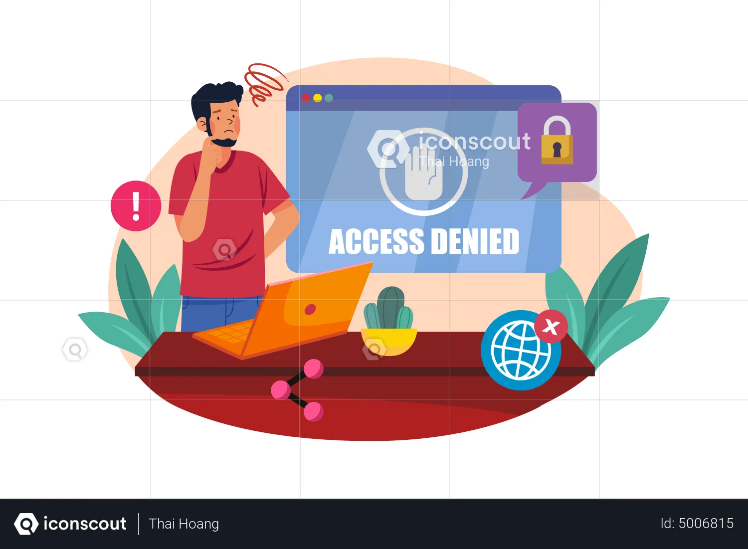 Access Denied Illustration - Free Download User Interface Illustrations | IconScout