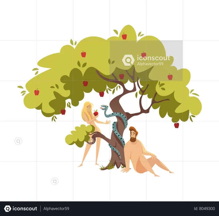 Adam And Eve Illustration - Free Download Culture & Religion Illustrations | IconScout