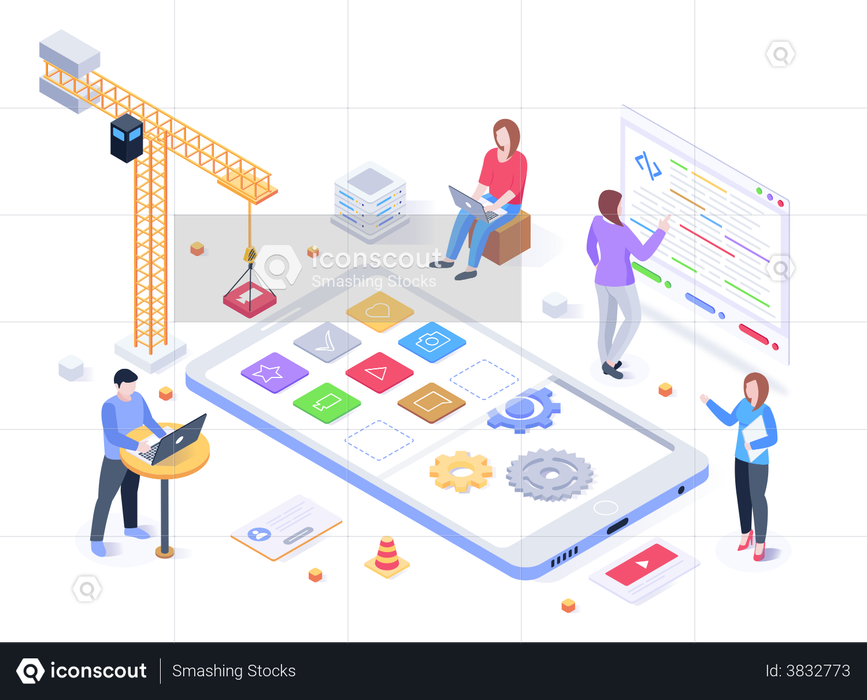 Best Premium App Development Illustration download in PNG & Vector format