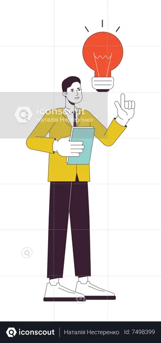 Asian Office Worker Eureka Idea Illustration - Free Download People ...