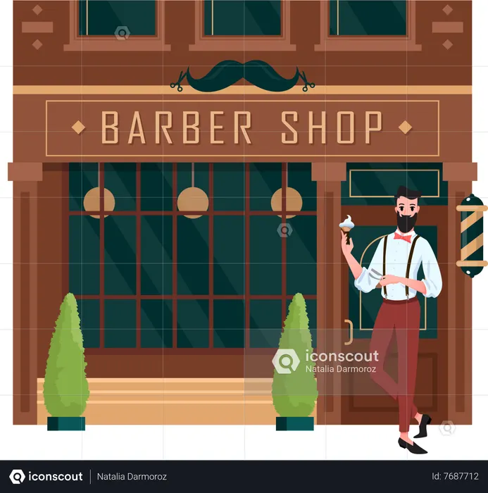 Best Barber welcoming customer to shop Illustration download in PNG ... Best Barber welcoming customer to shop Illustration download in PNG ...