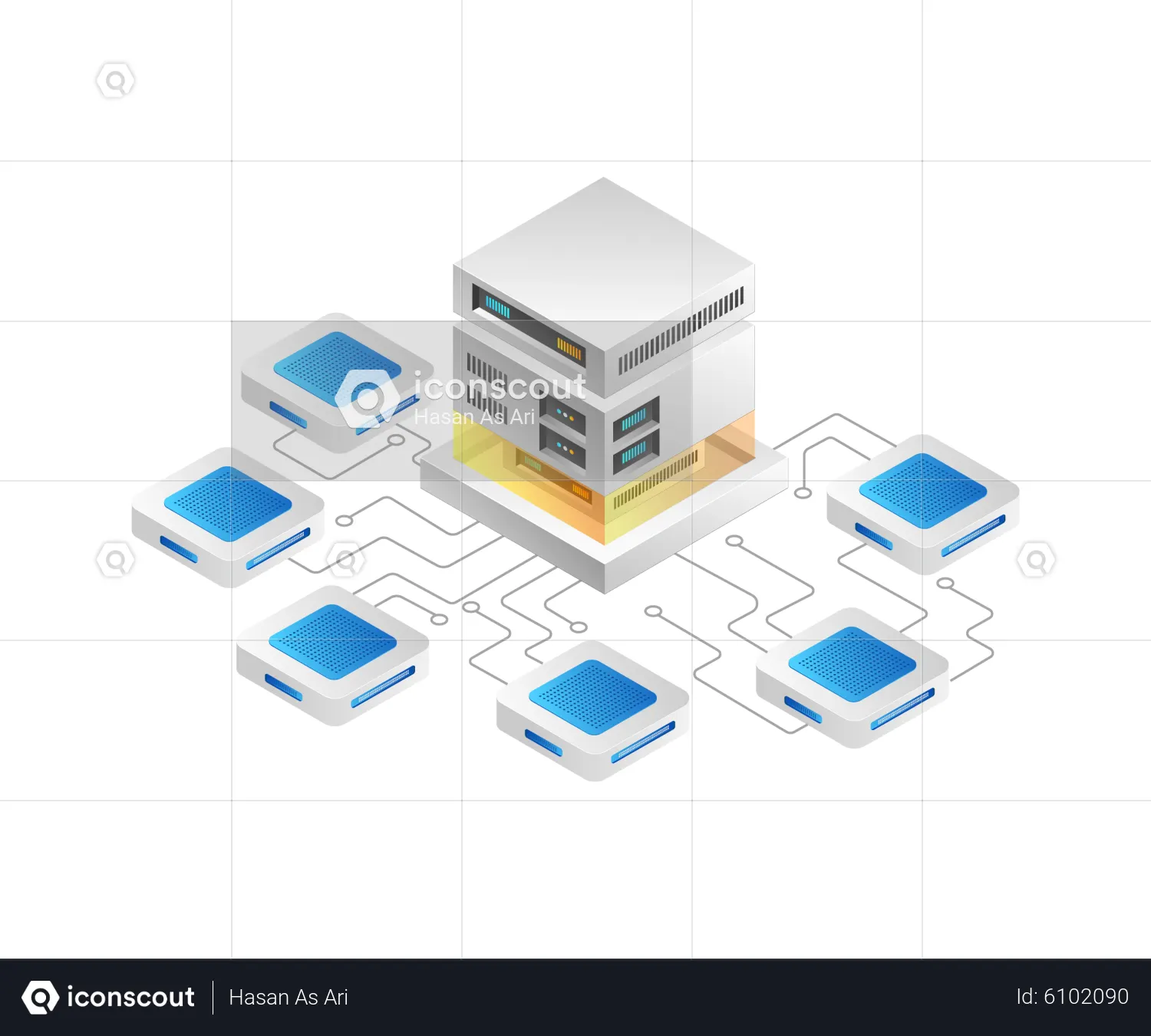 Big Data Storage Network Illustration - Free Download Miscellaneous Illustrations | IconScout