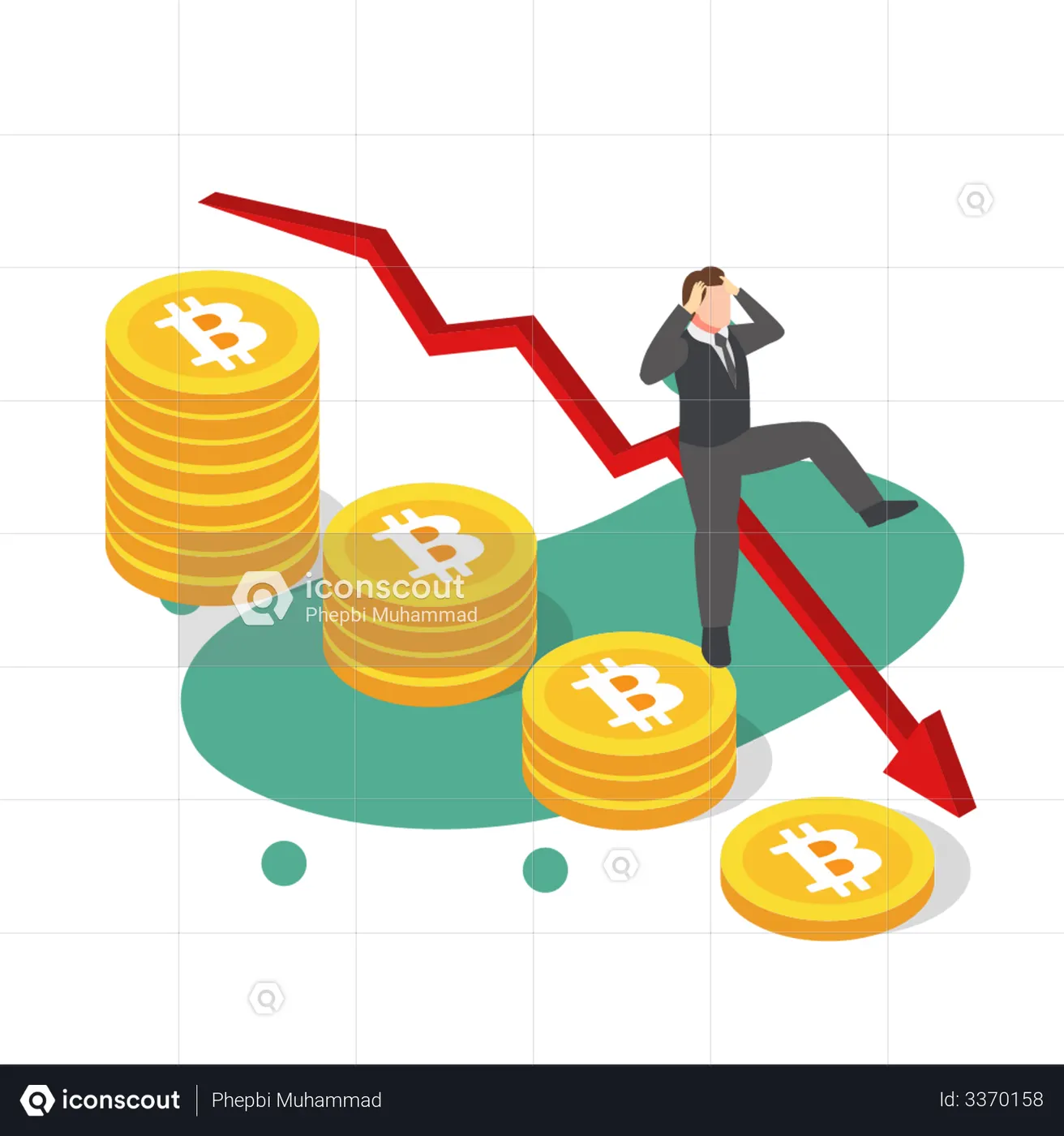 Bitcoin Price Fall Illustration Free Download Business Illustrations