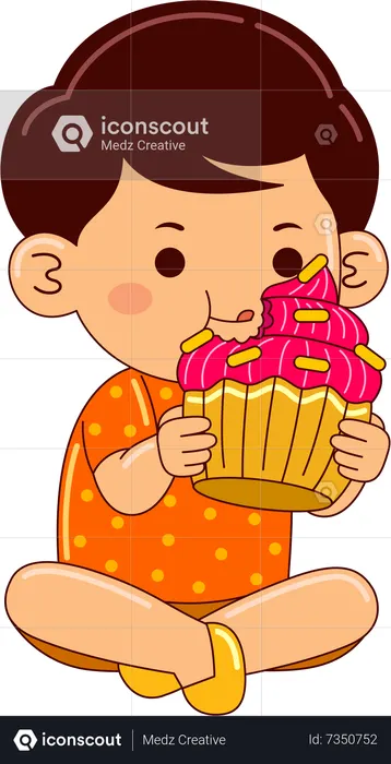 Best Boy Eating Cup Cake Illustration download in PNG & Vector format Best Boy Eating Cup Cake Illustration download in PNG & Vector format