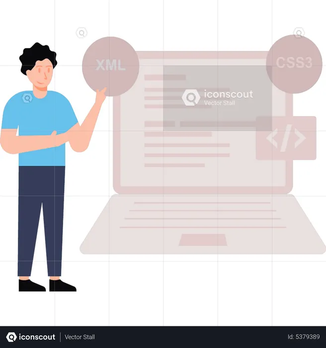 Best Boy programming XML and CSS Illustration download in PNG & Vector ...