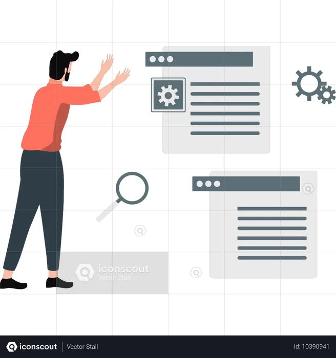 Boy Showing Webpage Development Illustration - Free Download Seo & Web ...